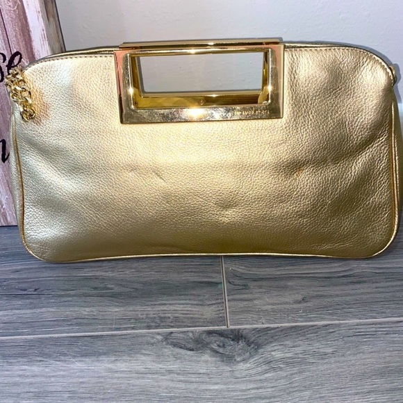 Michael Kors | Bags | Guc Michael Kors Gold Metallic Clutch Leather | Poshmark